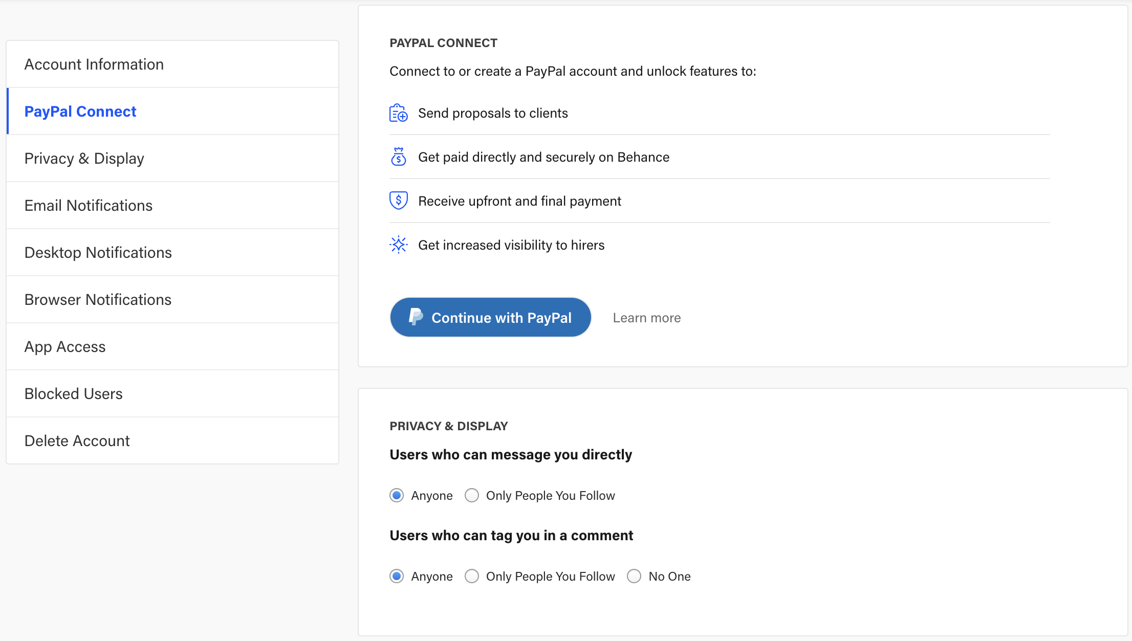 Guide: Connecting to PayPal – Behance Helpcenter