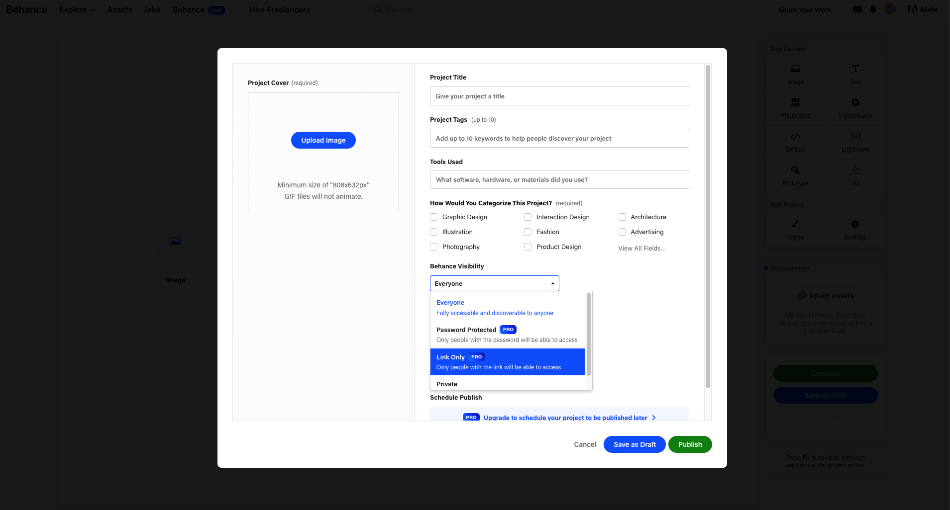Guide: Advanced Project Settings – Behance Helpcenter
