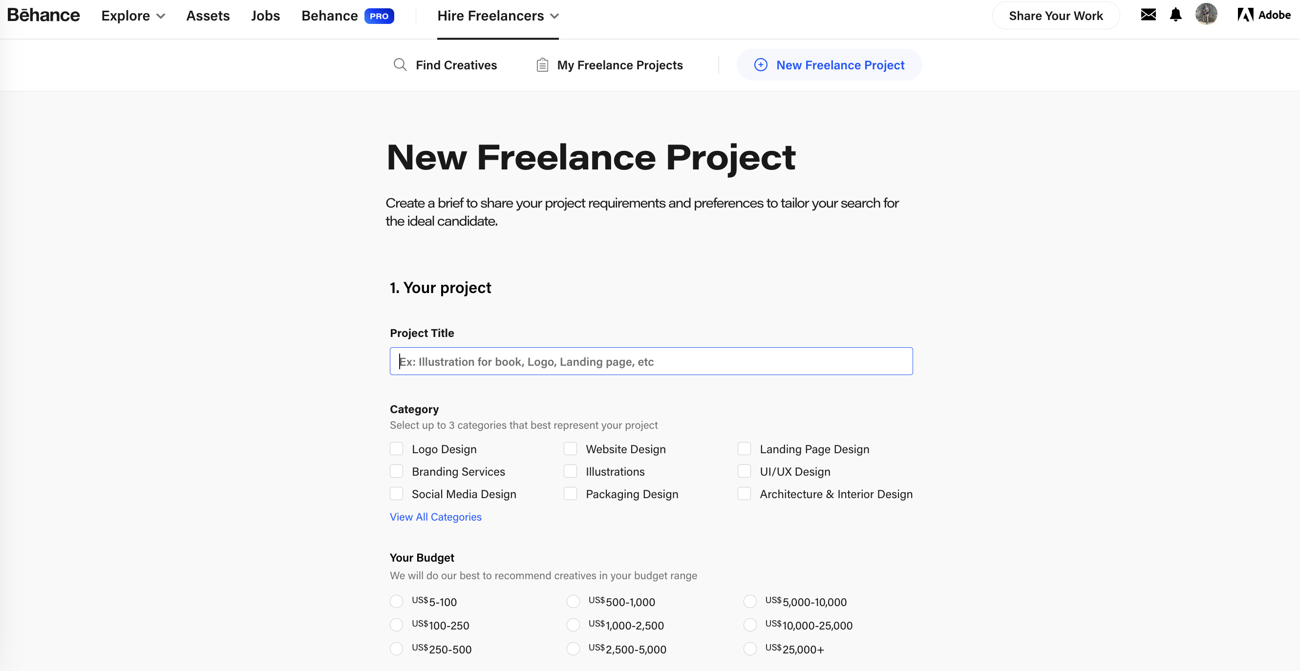 FAQ: How do I create a new freelance project? – Behance Helpcenter